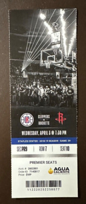 Los Angeles Clippers 4/3/2019 NBA ticket stub vs Houston Rockets | eBay