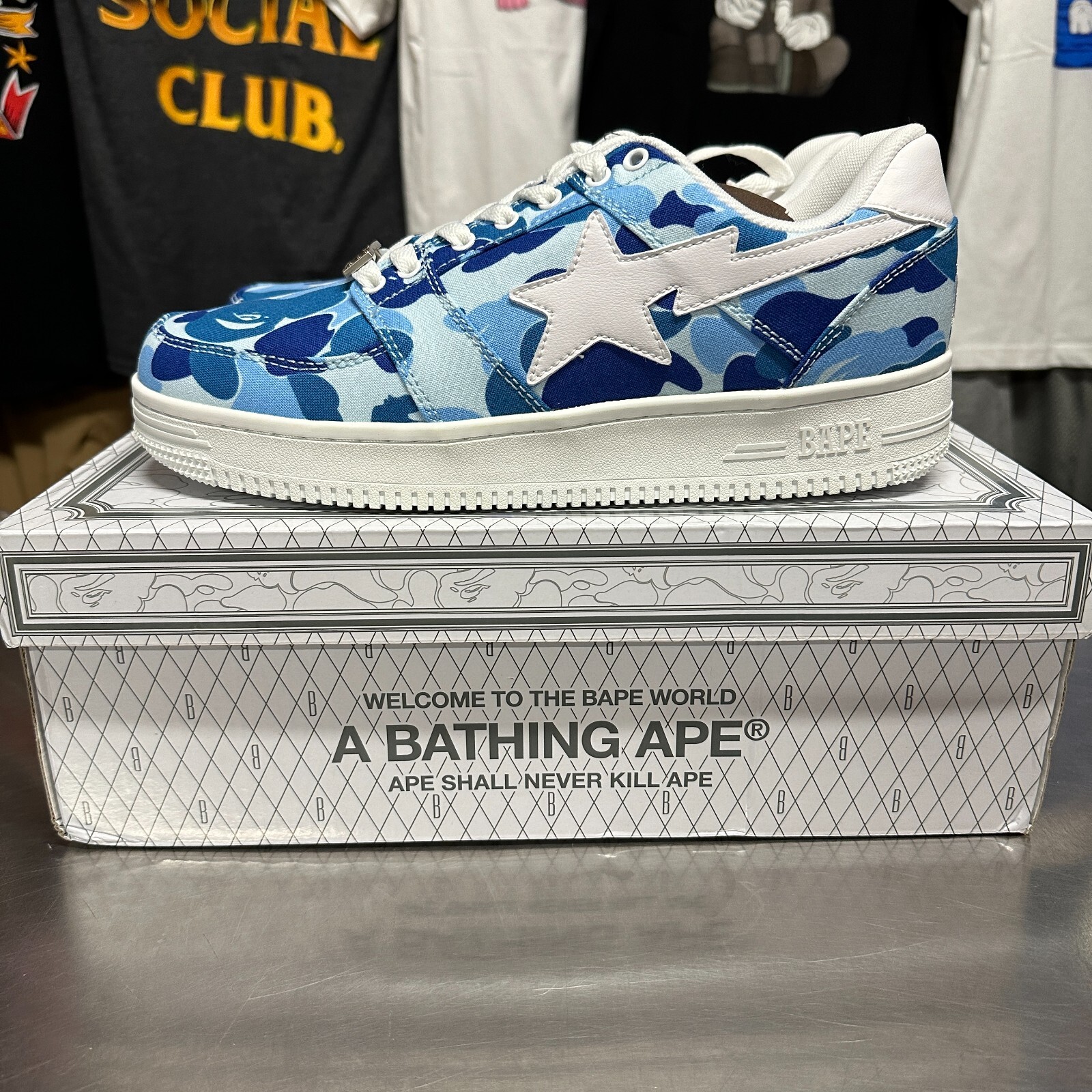 Bape Bapesta Low ABC Blue Camo Size 7 8 8.5 9 9.5 10 11 | eBay
