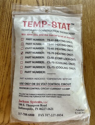 (3) HVAC Controls TS70 Temp-Stat 70° Heating Temporary Construction ...