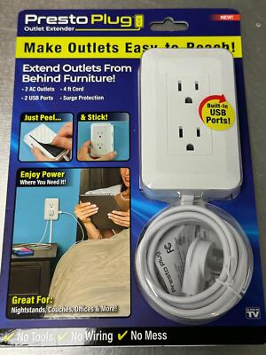 As Seen On TV Presto Plug Peel and Stick Outlet Extender | eBay