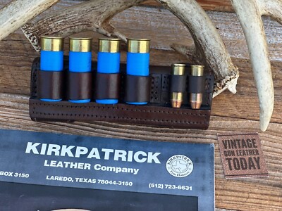 Custom Kirkpatrick Wild Bunch Brown Leather Shell Holder 12 Ga .44 .45 ...