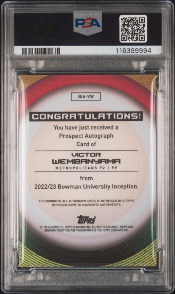 2022 Bowman University Inception 1ST On Card Auto Victor Wembanyama #VW ...