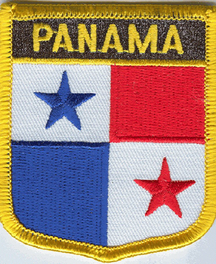 3 PANAMA SHIELD FLAG EMBROIDERED PATCHES -- IRON-ON -- NEW 2.5 x 2.75 ...
