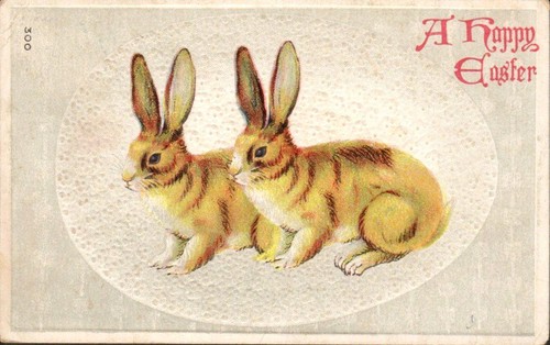 Adorable BUNNIES On Beautifully Embossed Vintage 1912 EASTER Postcard ...