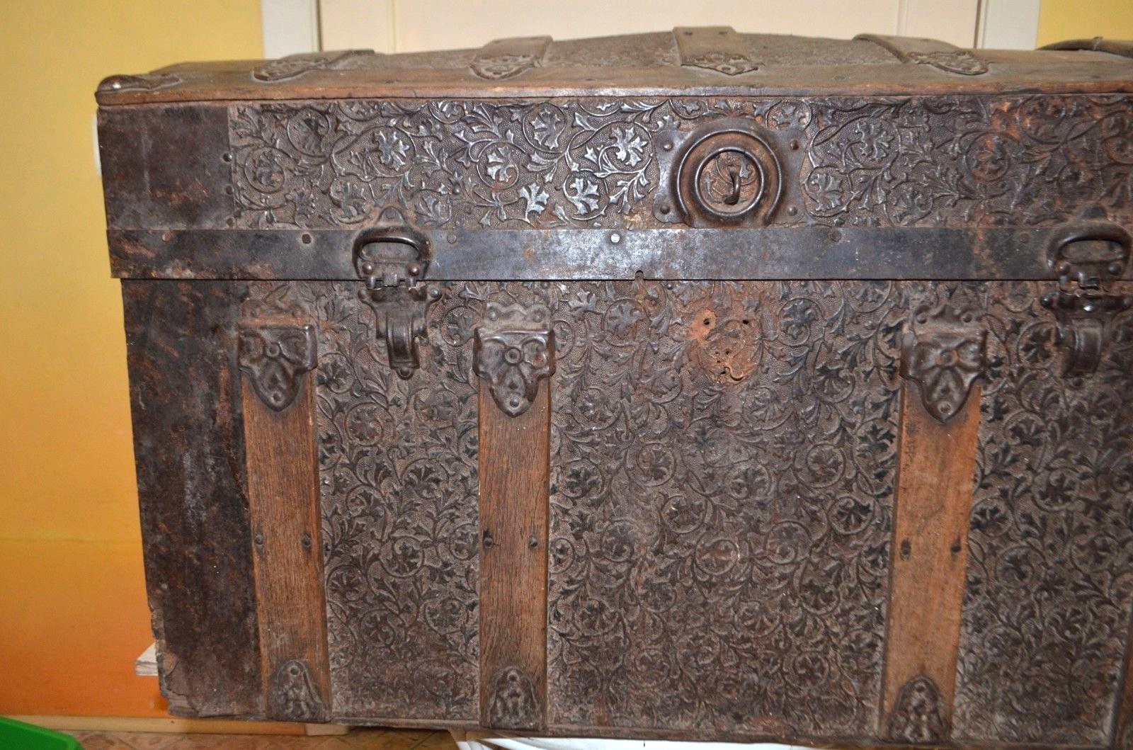 Antique chest. 18-19 century. Wood, chasing. Very big | eBay