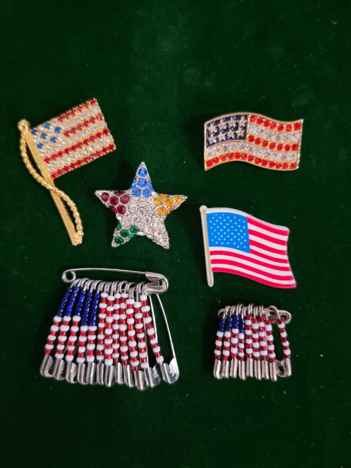 Vintage Patriot American Flag Theme Brooch Lot - Gem