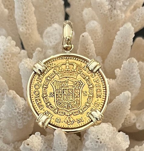 Gold Coin 22K Spanish Treasure Authentic Pirate Doubloon 2 Escudos set ...
