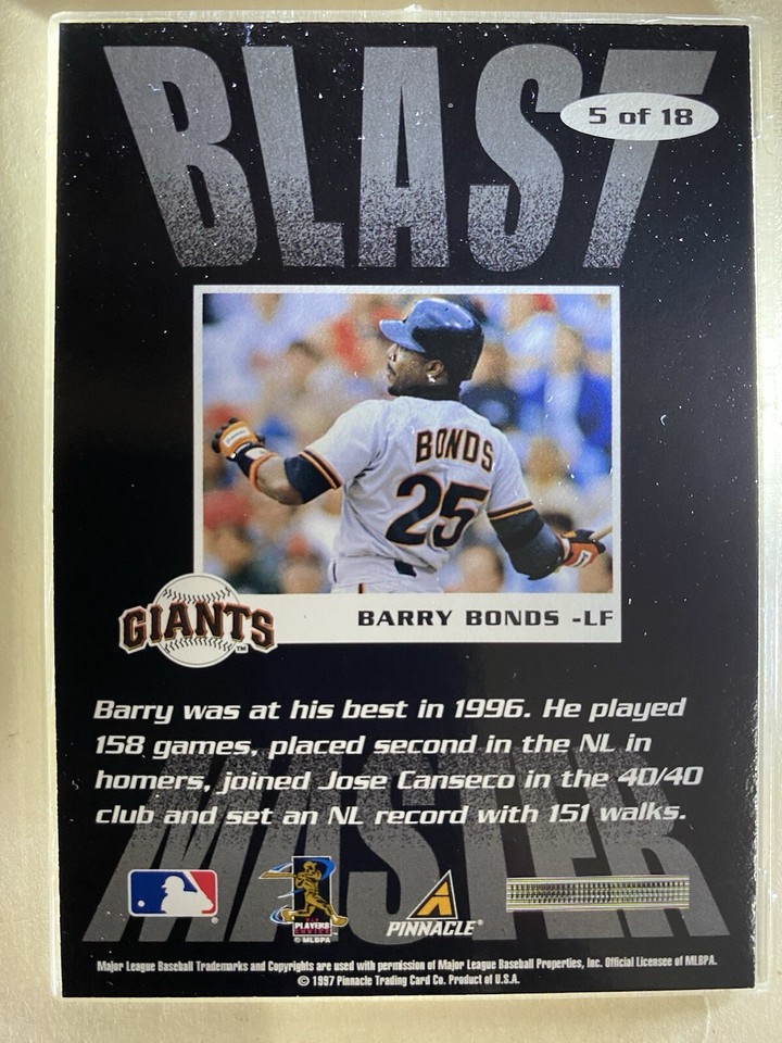 1997 Score Blast Master Barry Bonds Mint #5/18 | eBay
