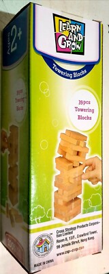 Traditional Games Towering Blocks Game - 100% Real Wood (39 Pieces ...