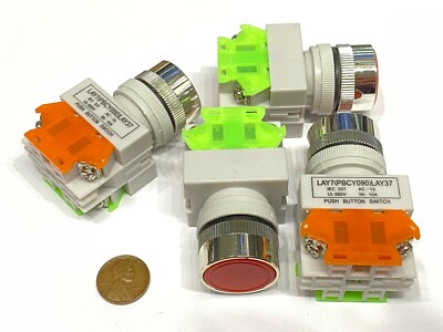 4 Pieces Red Latching push button switch 22mm normally open closed n/o ...