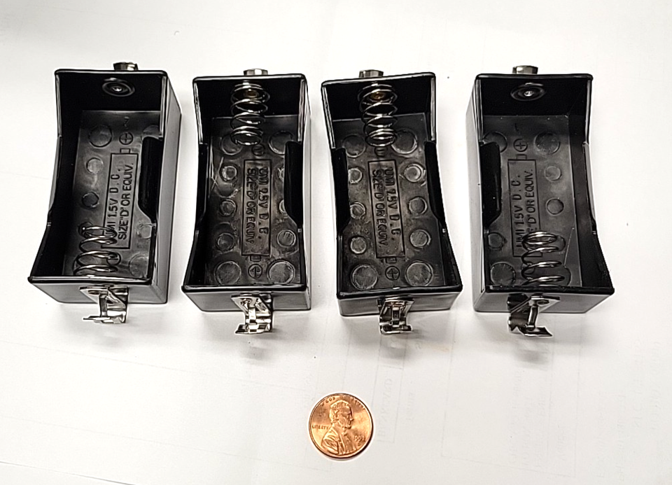 Single D-Cell Battery Holder w/Fahnestock Clips NO SOLDER needed (4pcs ...