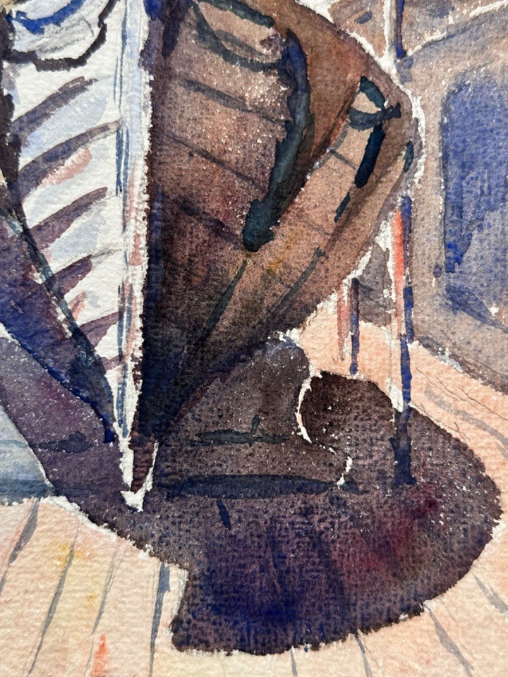 Original Drawing Sky Marine Orientalist Mattéo Brondy 1917 Morocco Boat ...