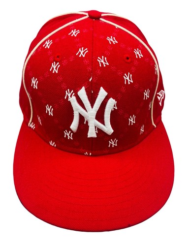 *VTG* New Era Y2K MLB New York Yankees Red AOP Fitted Wool Hat; Size 8 ...