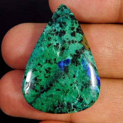 25.35Cts. Natural Gorgeous Bluebird Azurite Pear Cabochon Reiki Healing ...