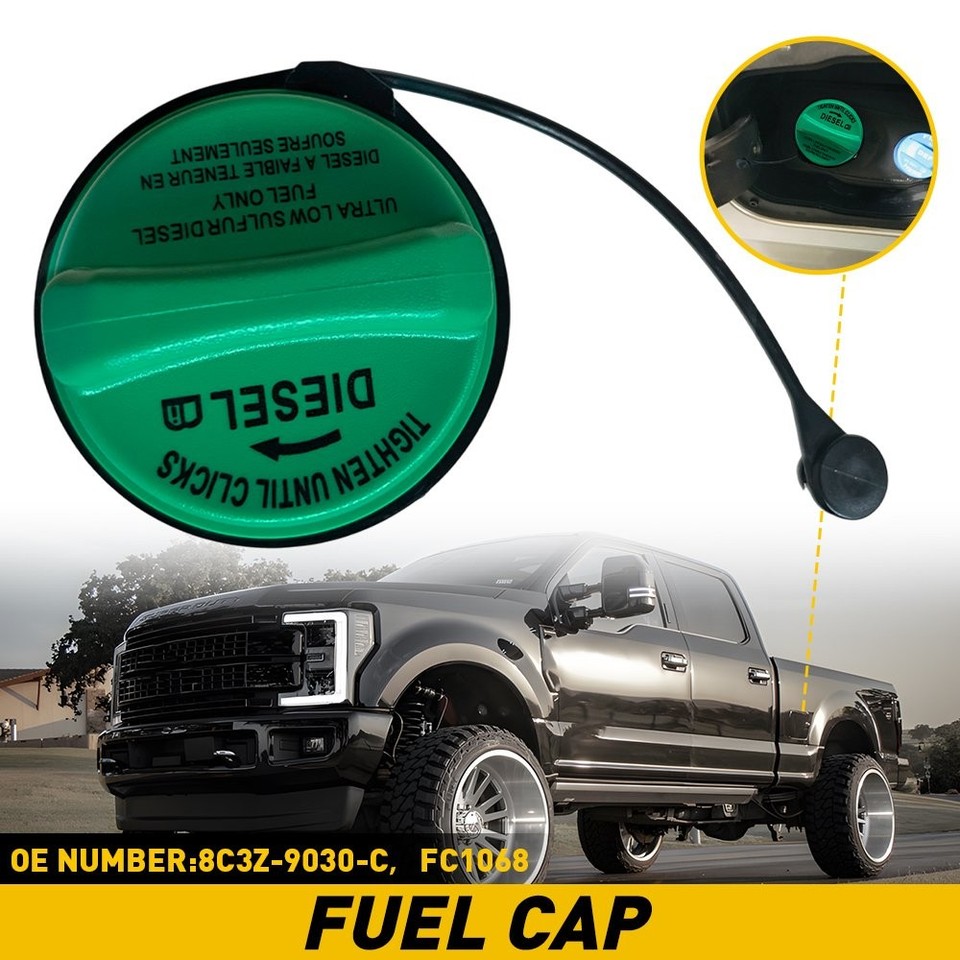For Ford F250 F350 Super Duty Diesel Fuel Tank Gas Cap w Tether Green ...