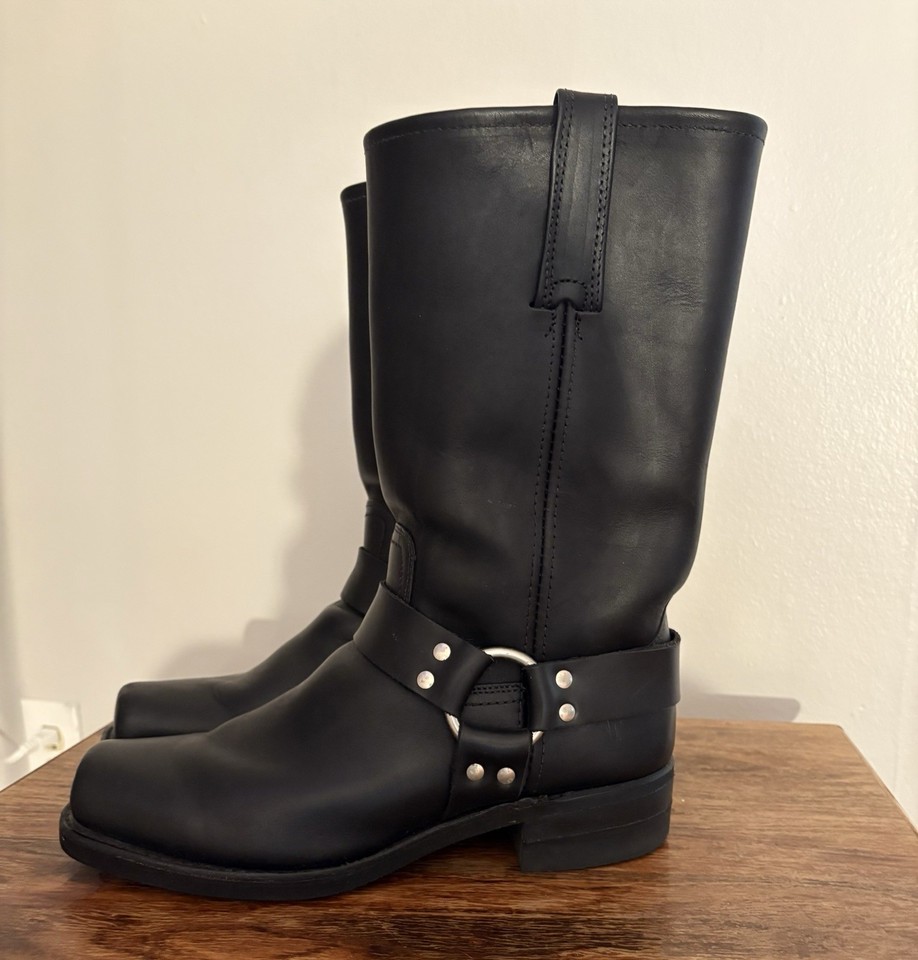 Mens FRYE Boots 87350 Biker Harness Biltrite USA Gaucho Black Size 10M | eBay