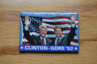 Clinton Gore '92 New Voice for a New America Pin Badge Democrat ...