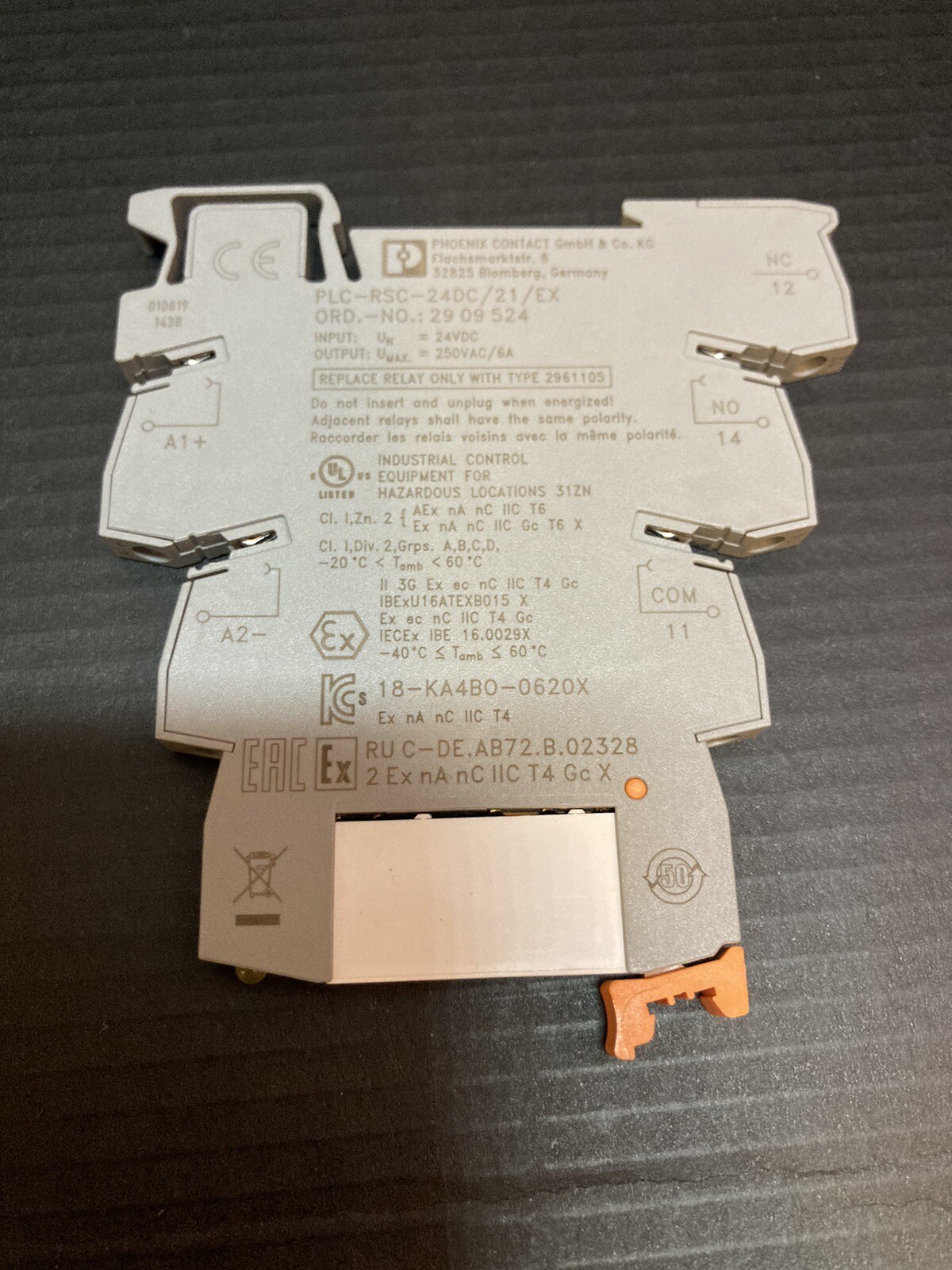 Phoenix Contact Relay Module SPDT 6A 24Vdc 2909524 PLC-RSC-24DC/21/EX ...