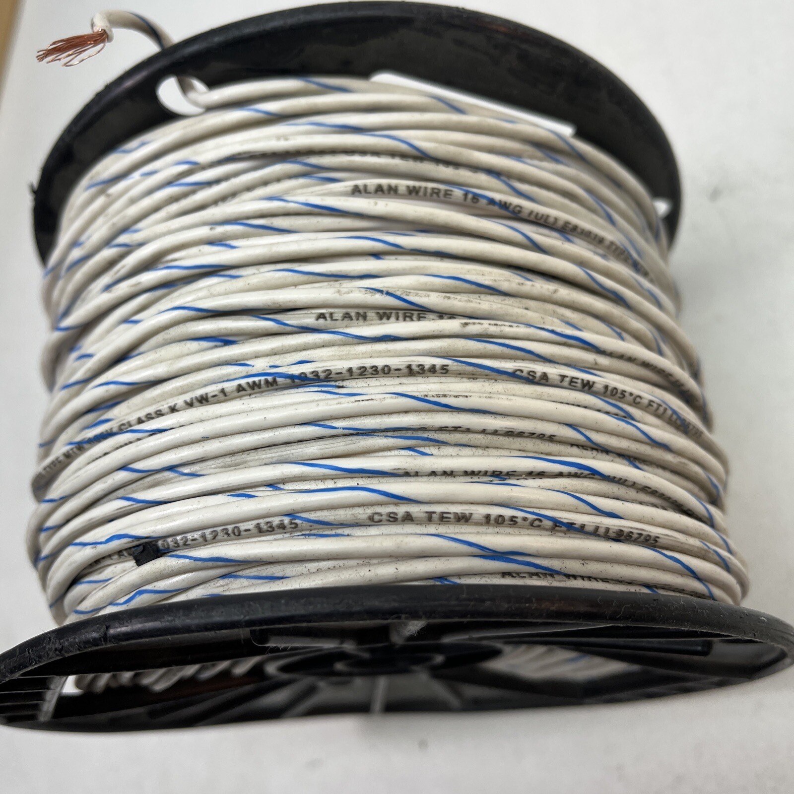 NEW ROLL 16 Gauge Wire WHITE BLUE STRIPE CSA TEW 24-Strand 500FT 16AWG ...