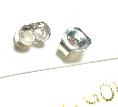 10KT SOLID WHITE GOLD/FULL SIZE/5MM/EARRING BACKS (2) /GUARANTEED/FREE ...