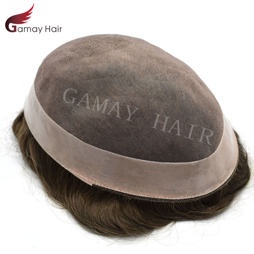 Fine Mono Mens Toupee Hairpiece Poly Monofilament Wig Skin Pu Hair ...