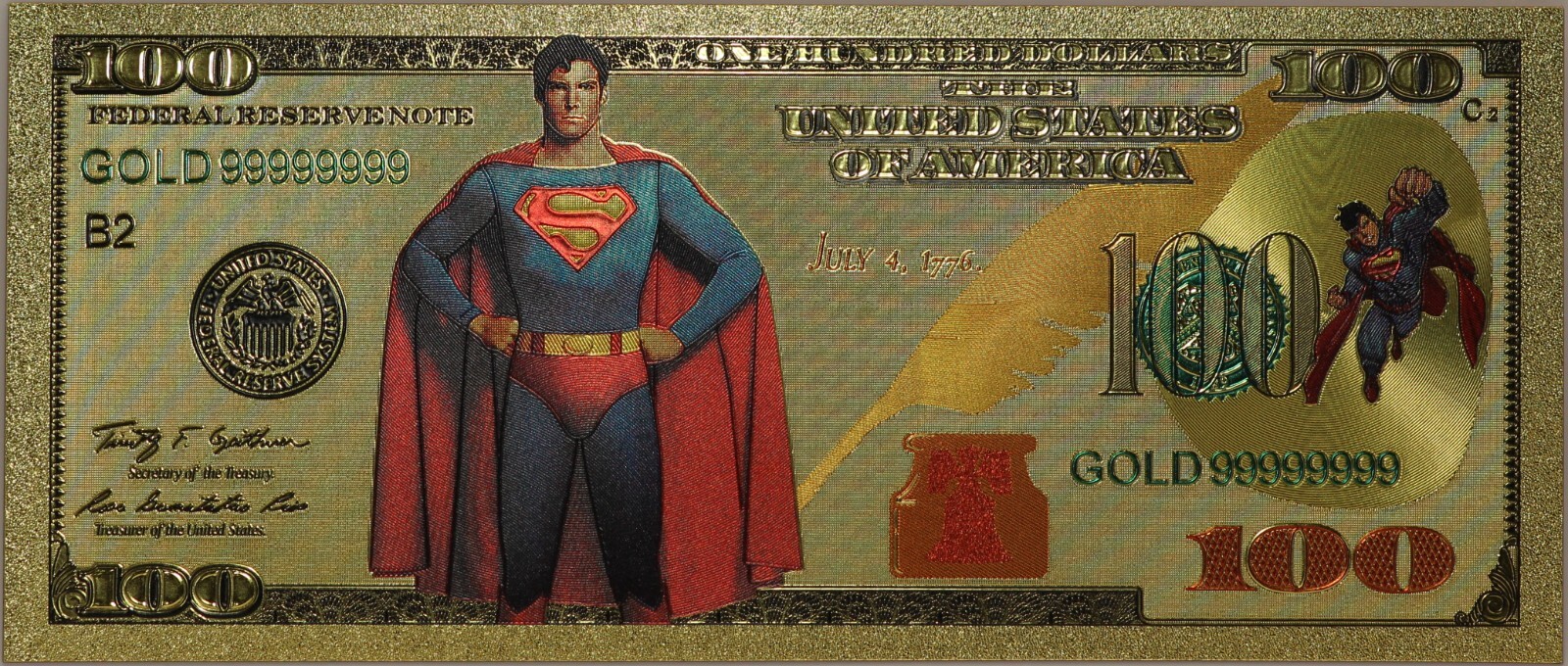 $100 Superman DC Comics Novelty 24K Gold Foil Plated Note Bill GFN62 | eBay