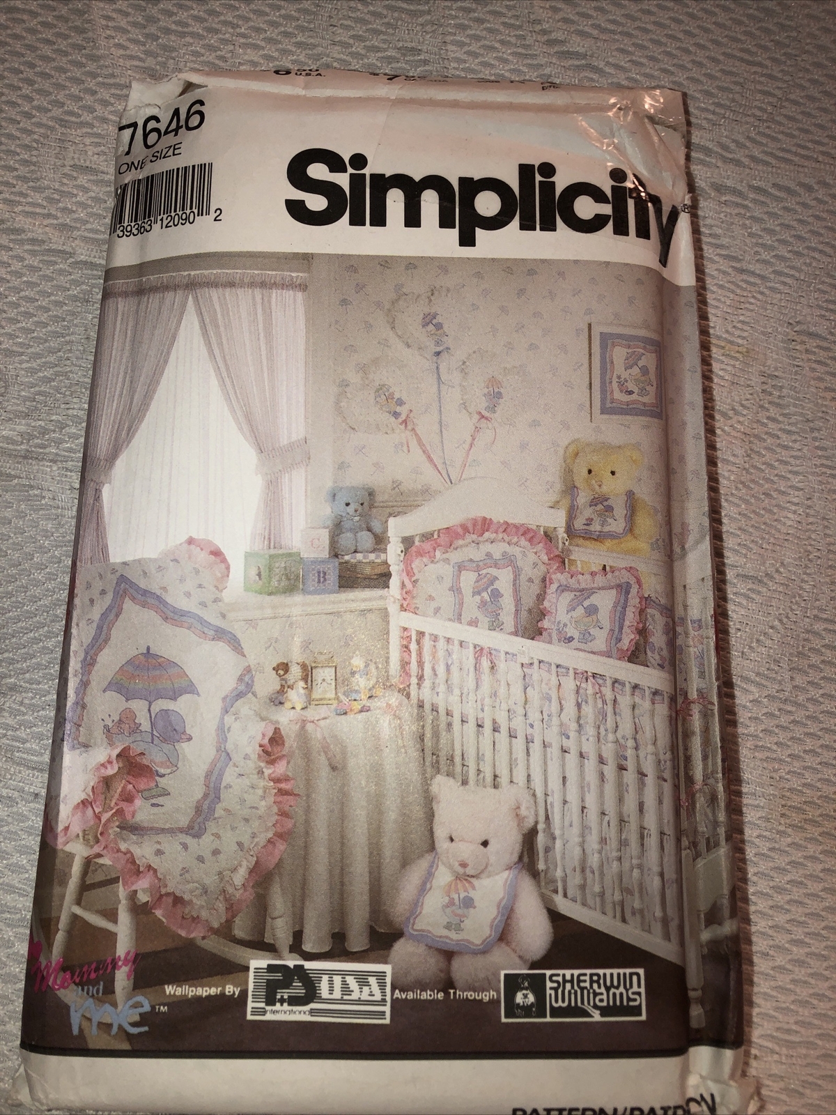 Simplicity Pattern 7646 Baby Room Crib Pillows Blanket Curtains UNCUT ...