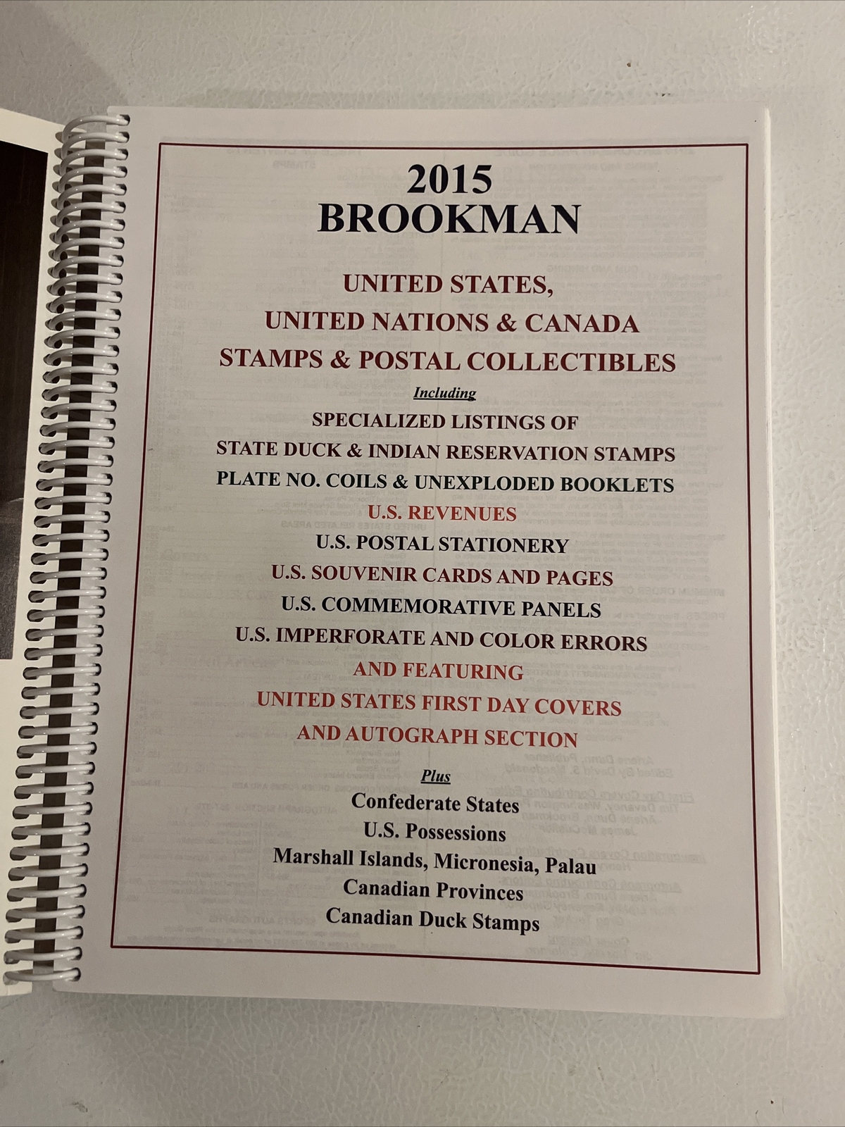 2015 Brookman Stamp Autographs 1st Day Catalog Spiral Bound ISBN ...
