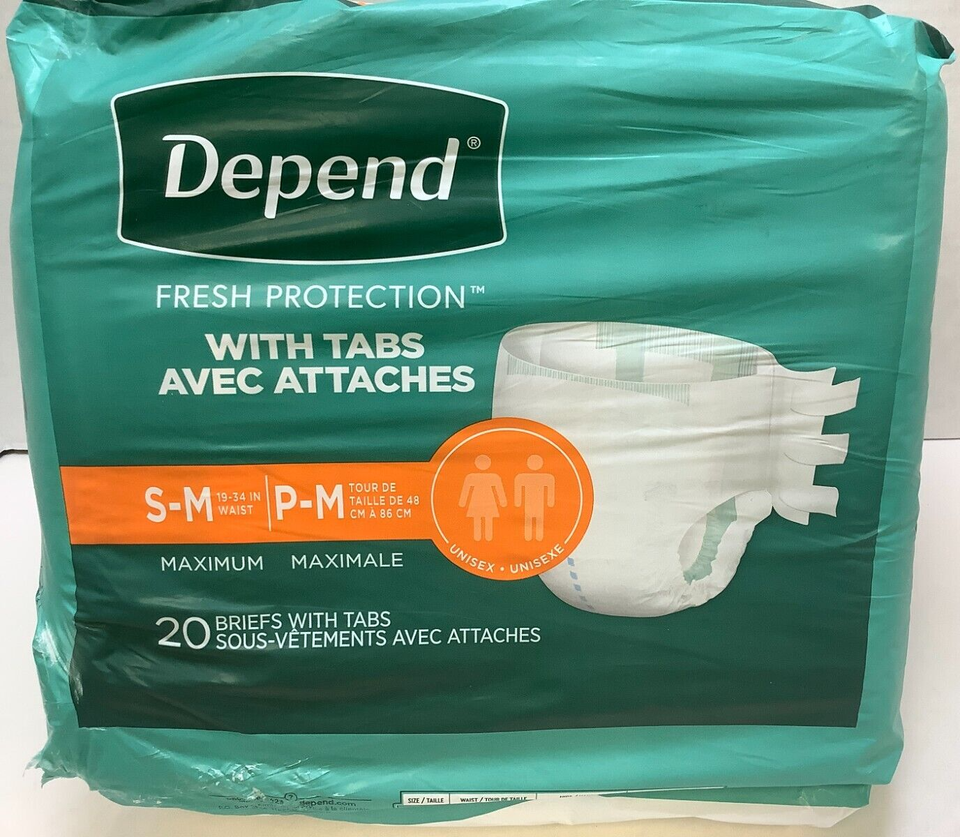 Depend Fresh Protection With Tabs, Incontinence Briefs, Unisex, S-M ...