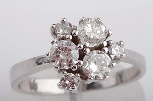 Brilliant Ring 0,9ct 585 14K White Gold Diamonds Diamond 56 17,8mm Top ...