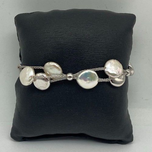 ITA Sterling Silver Pearl & Silver Button 6.5" Bracelet 14.6g | eBay