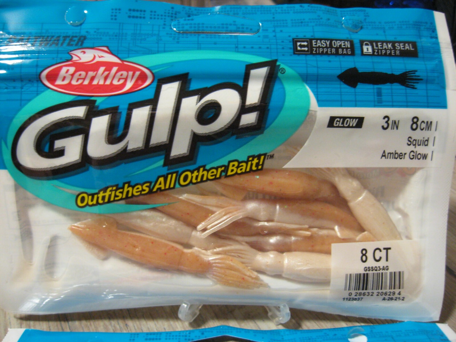 2 Packs Berkley Gulp Saltwater Fishing Baits 3" Squid Amber Glow | eBay