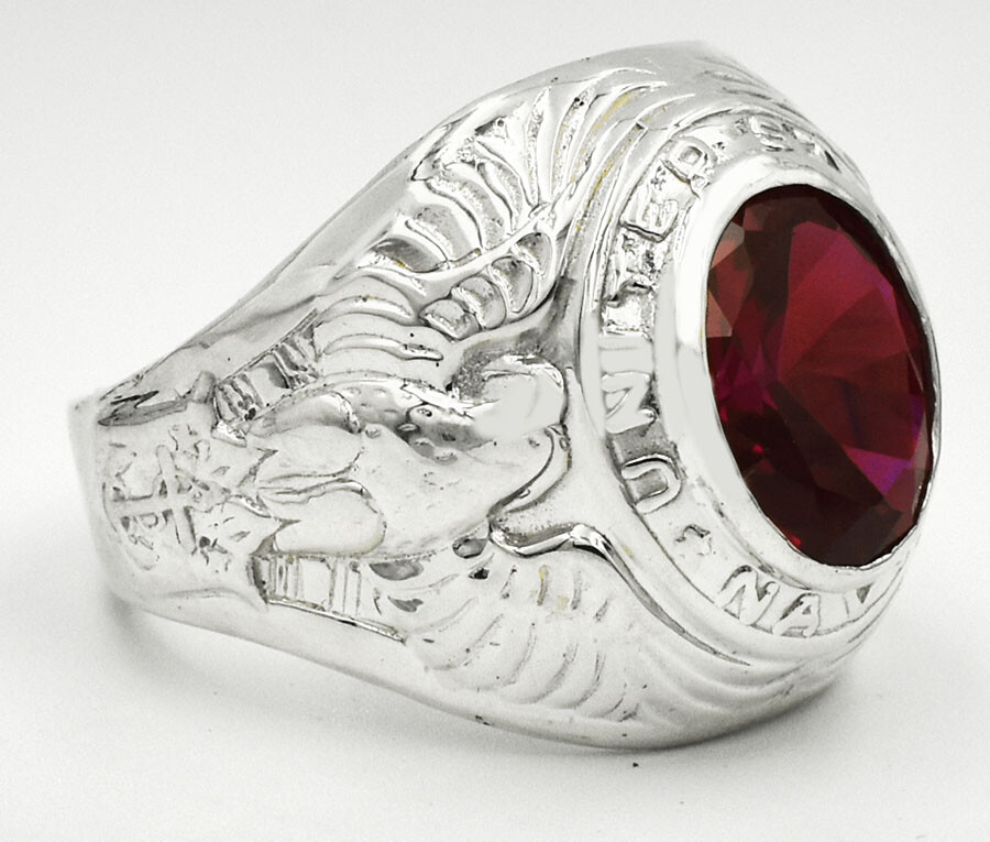 RUBY 4.74 Cts Large US NAVY RING .925 Sterling Silver * Made in USA | eBay
