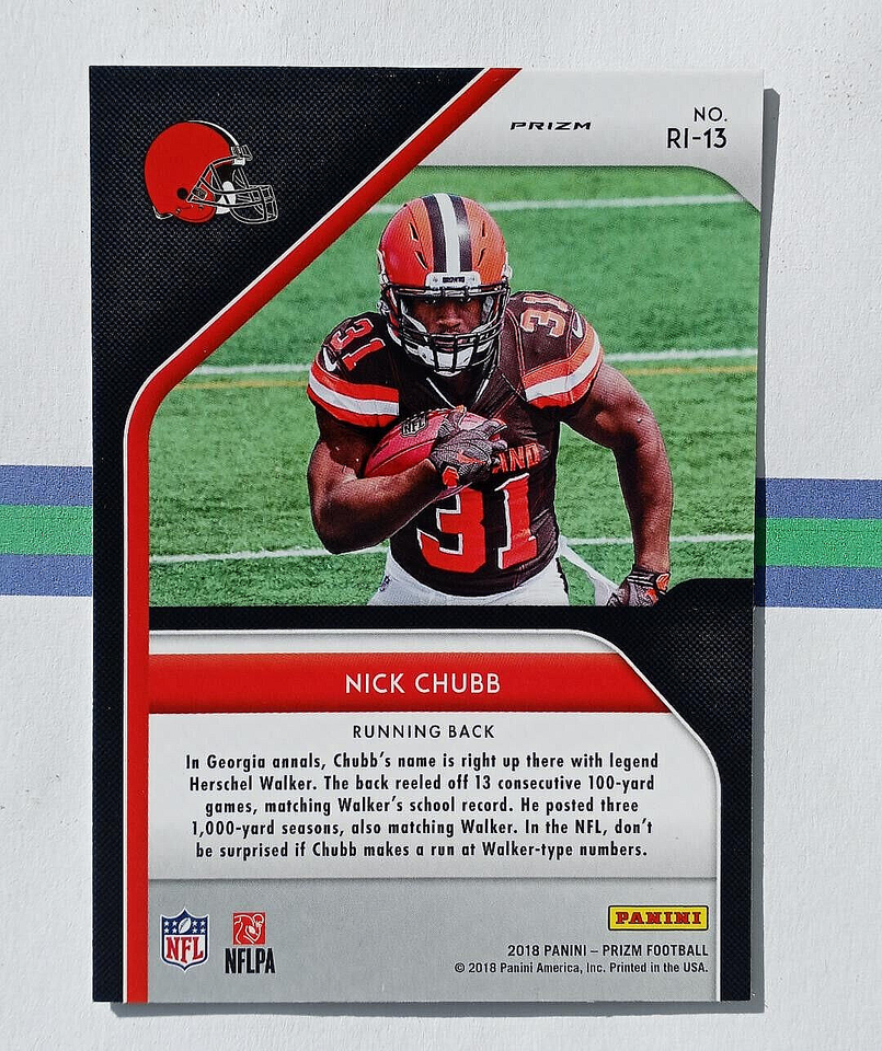 2018 Panini Prizm Nick Chubb Rookie Introduction RC Silver Prizm #RI-13 ...