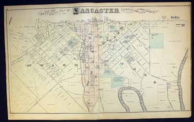 1875 Plat Map City of Lancaster South Caernarvon Township Manheim ...