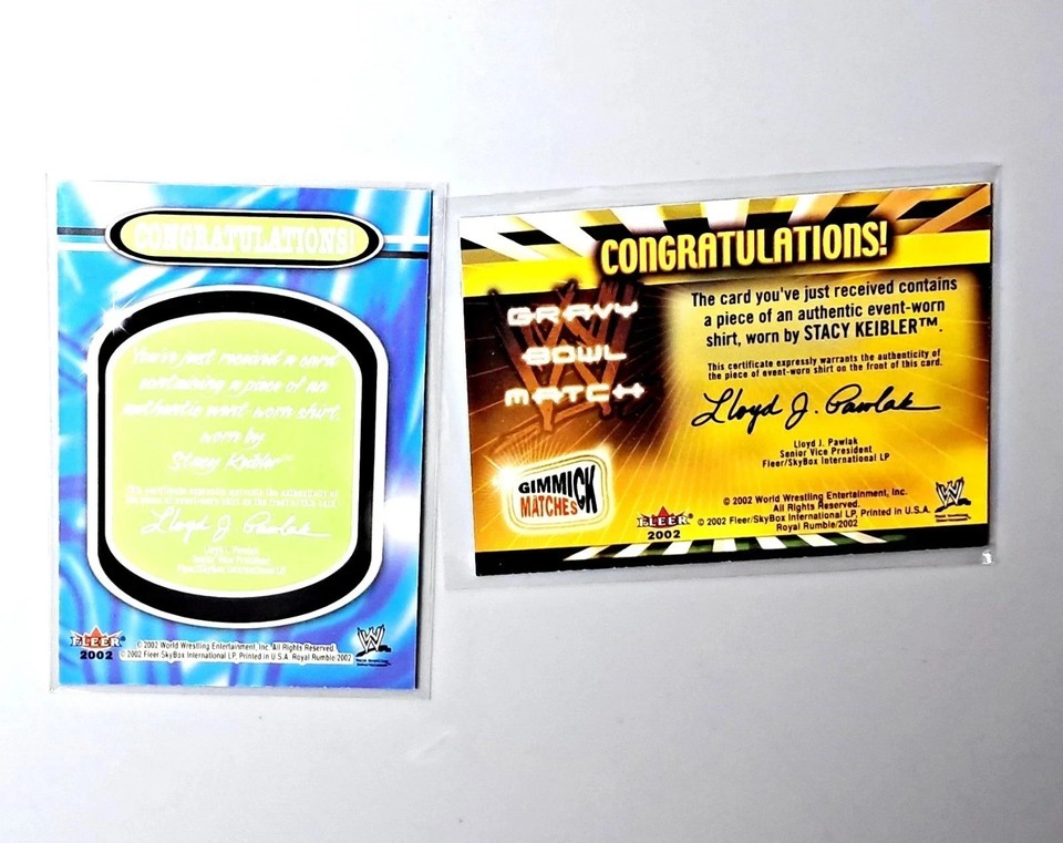 (2) WWE STACY KEIBLER WORN / USED SHIRT, TOP PATCH RELIC CARD | eBay UK
