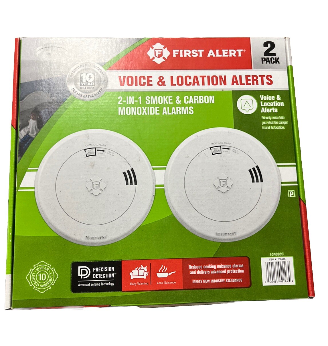 First Alert 2-in-1 Smoke & Carbon Monoxide Alarms with Voice Alerts - 2 ...