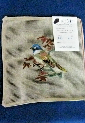 Preworked Blue BIRD Needlepoint Canvas Petit Point 8x8 Super Star ...
