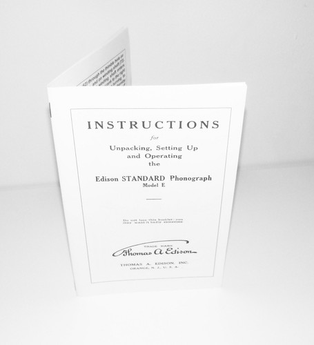 Edison Standard Phonograph Model E Instruction Manual | eBay