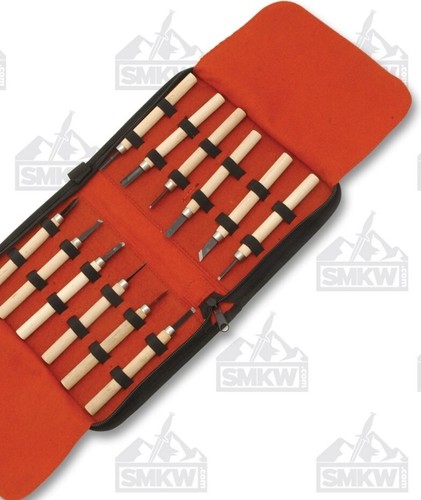 Rough Rider 12 piece Wood Carving Knife Set with Storage Case Fixed ...