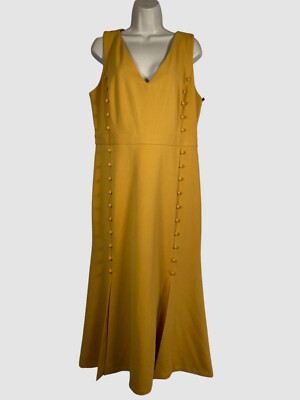 Calvin Klein Women's Yellow Mustard Button Trumpet Dress Size 14 | eBay