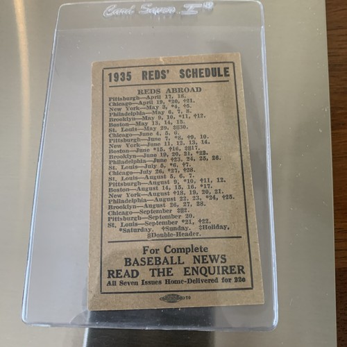 1935 Enquirer Cincinnati Reds Pocket Schedule 1st Night Game Year | eBay