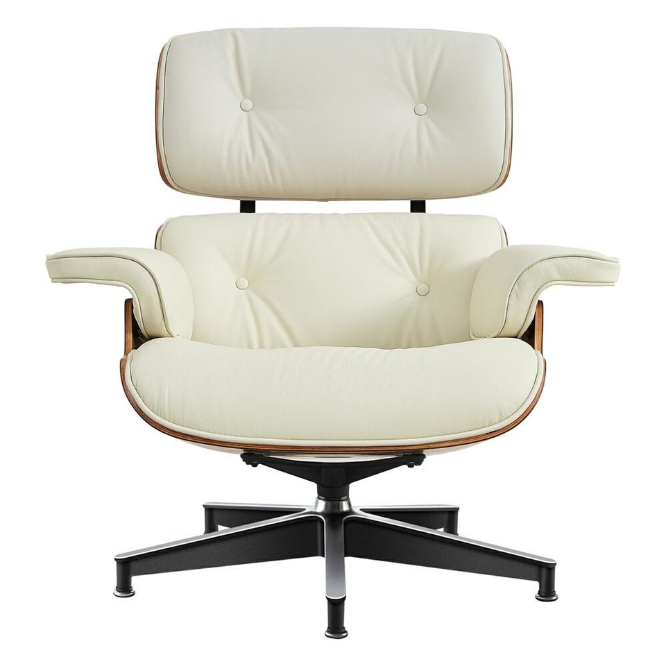 Mid Century Eams Lounge Chair and Ottoman Set Top Grain Leather ...