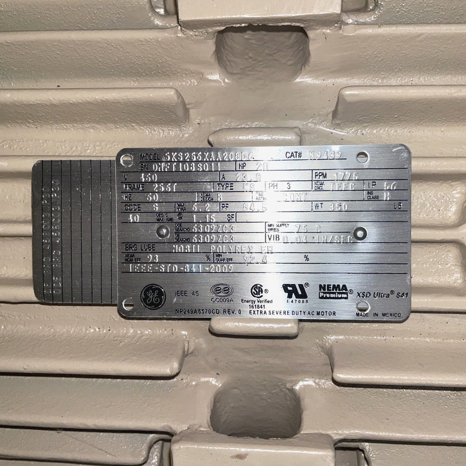M9439, GE, 20HP, 4P, 256T, 460V, 5KS256XAA208D6 | eBay