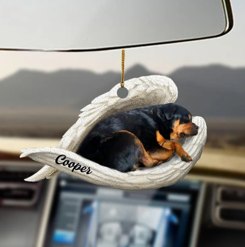 Personalized Rottweiler Sleeping Angel Wing Memorial Acrylic Ornament ...