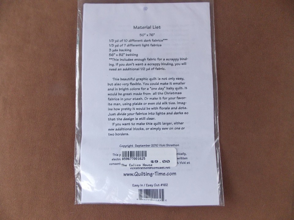 Easy in Easy Out Quilt Pattern Quilting Time NIP | eBay