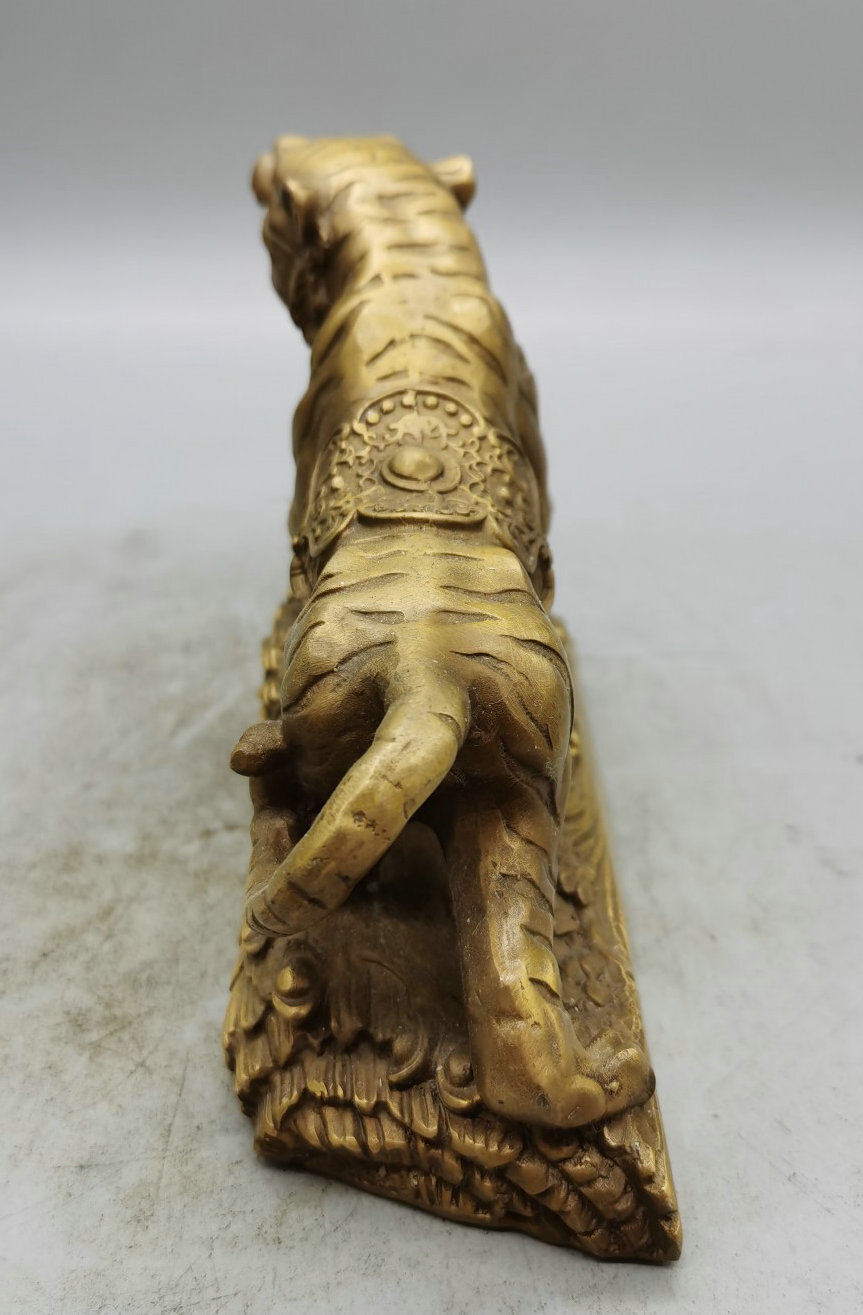 6" Qianlong Chinois Jaune Cuivre Doré Pièce Tigre Richesse Statue | eBay