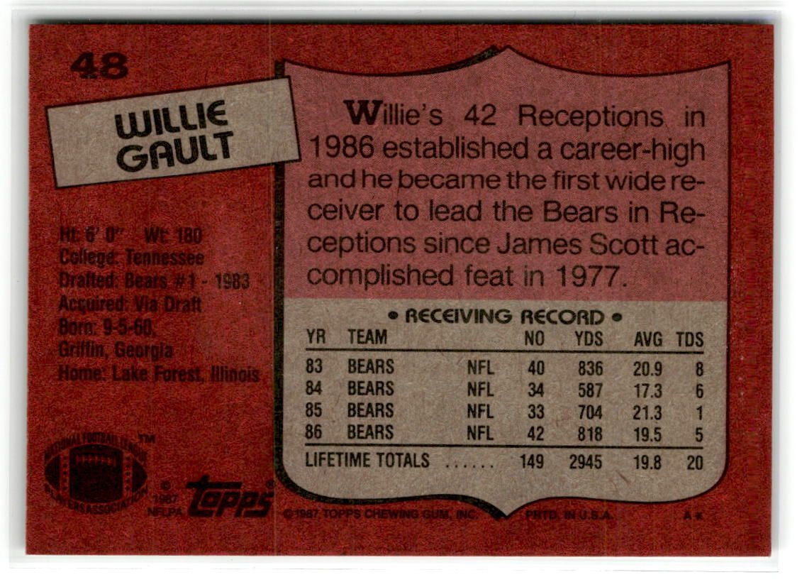 1987 Topps Football #48 Willie Gault Chicago Bears | eBay