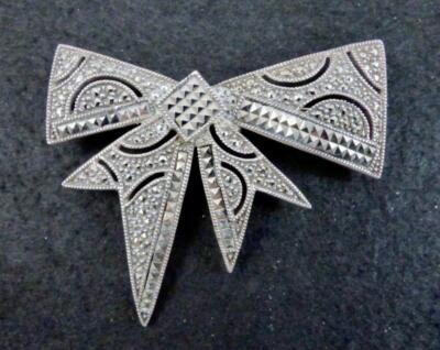 Vintage Signed Judith Jack Sterling Silver & Macasite Bow Brooch/Pin | eBay