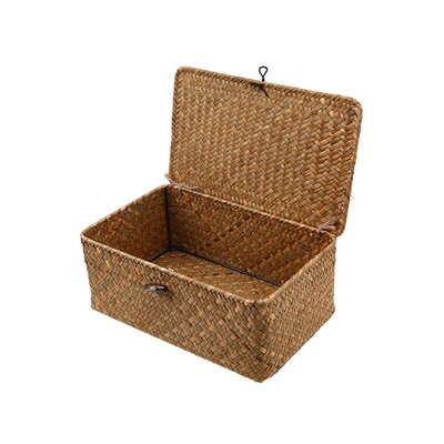 Seaweed With Button Woven Basket Wicker Organizer Woven Basket Storage ...
